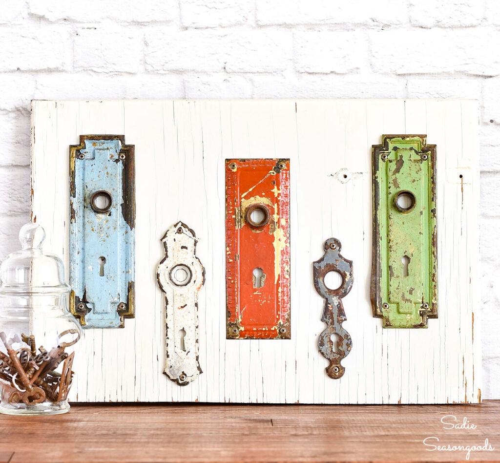 Keyhole Covers or Vintage Hardware as Entryway Wall Decor