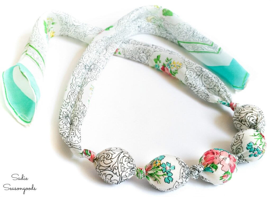 Make Your Own Necklace with Scarf Material and Large Beads