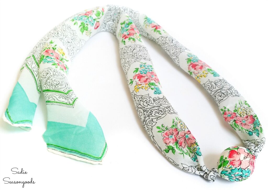 Make Your Own Necklace with Scarf Material and Large Beads