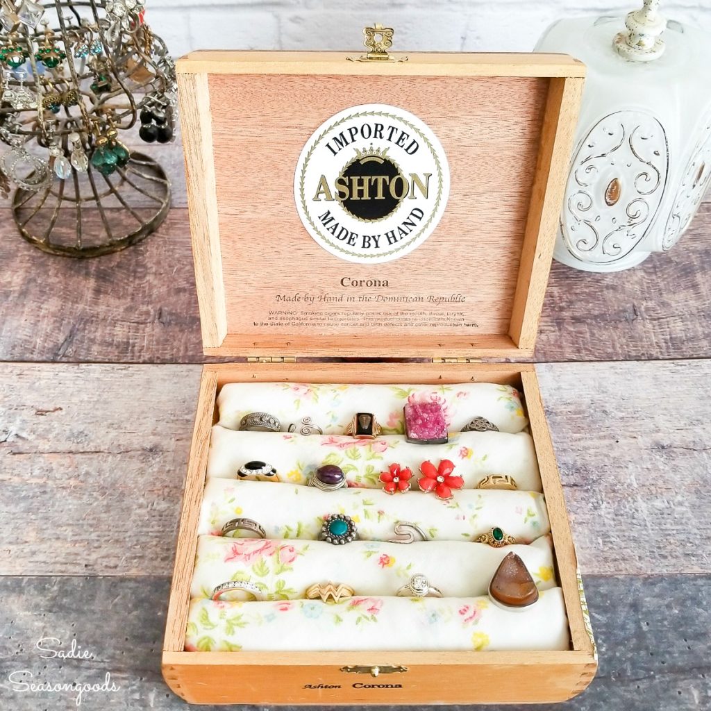 Wooden Necklace Holder with Vintage Thread Spools