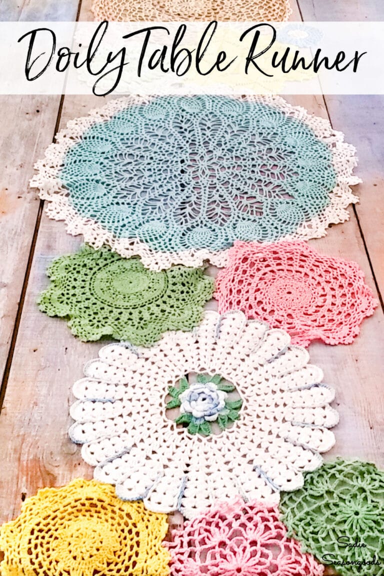 Doily Table Runner from Vintage Doilies for Spring Decor