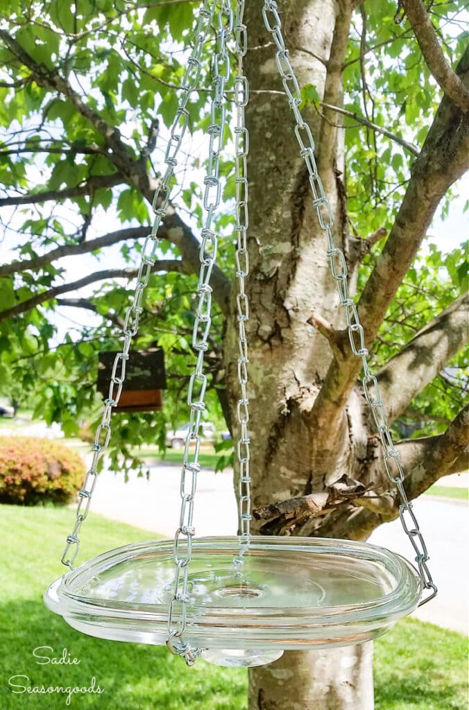 DIY Hanging Bird Bath from the Thrift Store!
