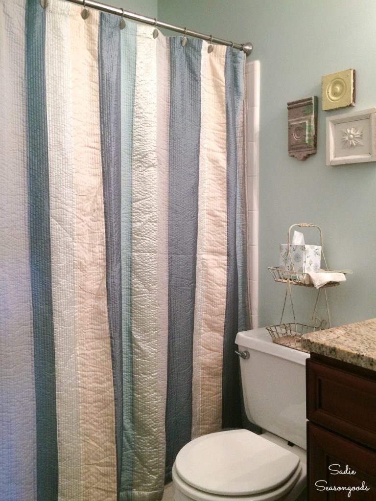Floral Shower Curtain from Vintage Bed Sheets