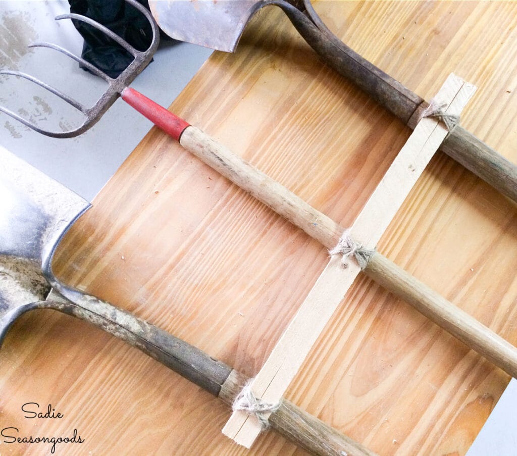 DIY Garden Trellis from Vintage Garden Tools