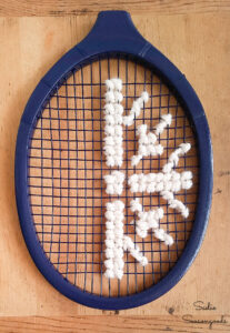 Christmas Cross Stitch on a Wooden Tennis Racket