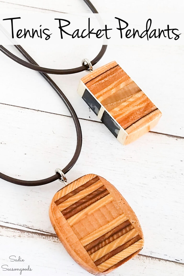 Wooden Pendant Necklace from a Vintage Tennis Racket