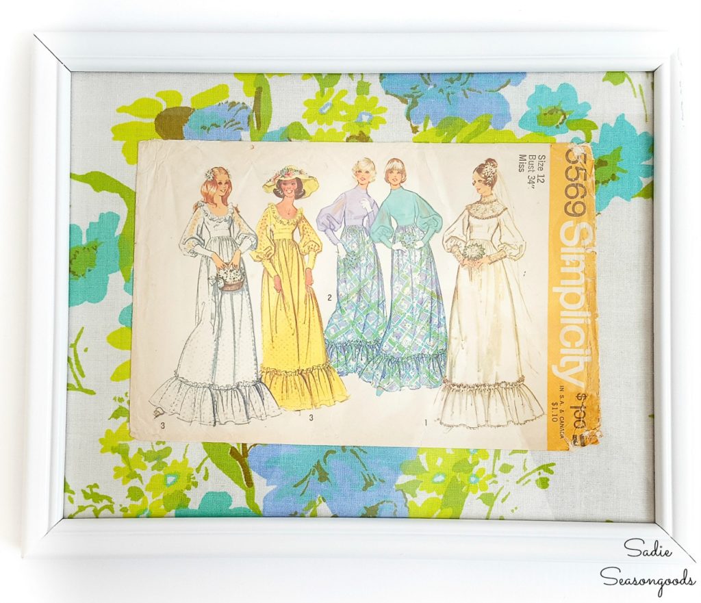 Fashion Wall Art with Vintage Sewing Patterns and Vintage Sheets