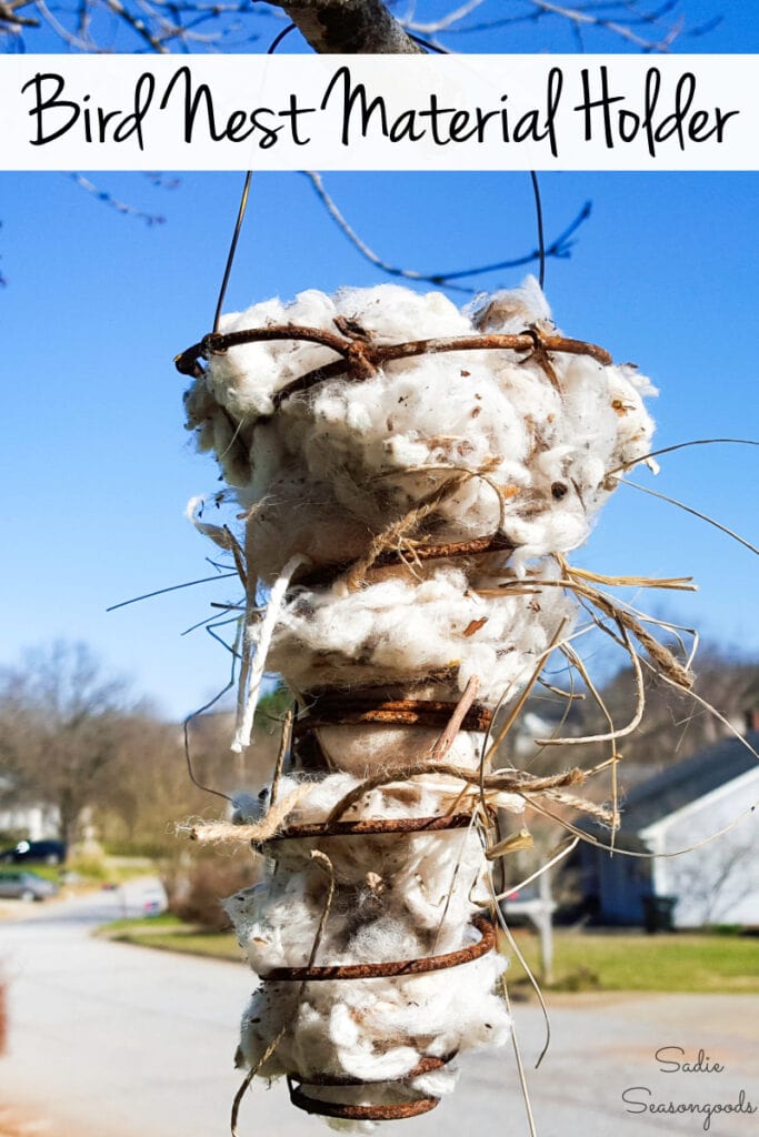 Building a Holder for Bird Nesting Material with an Old Bed Spring