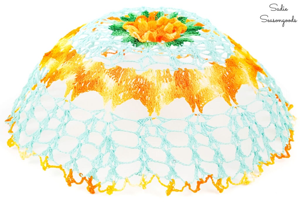 Plate Cloche or Dinner Plate Cover from a Vintage Doily