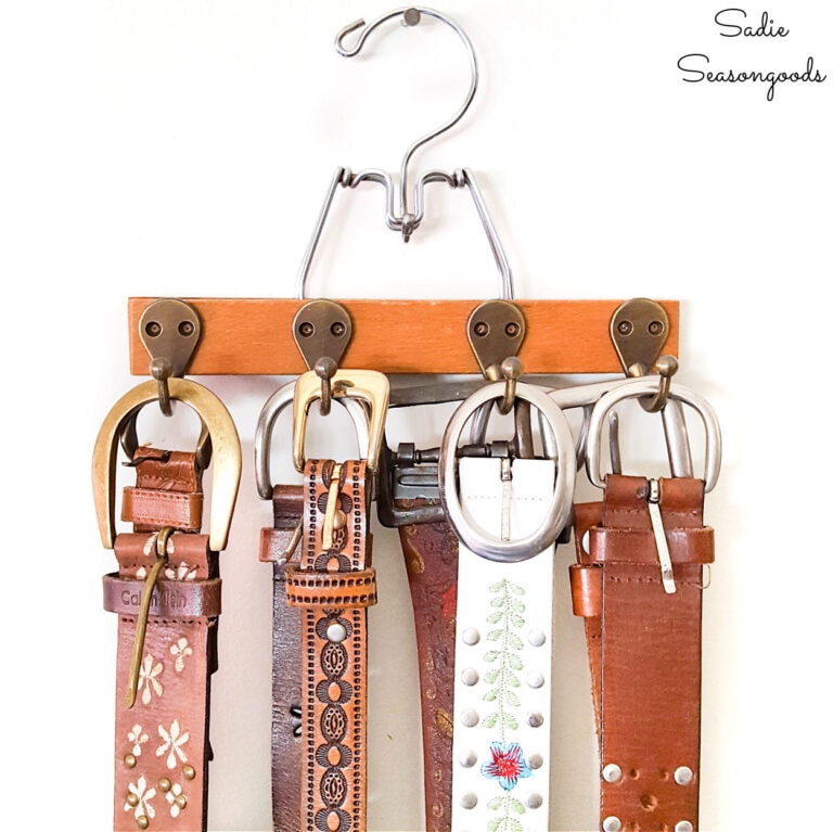Making a Belt Organizer from a Vintage Wooden Hanger