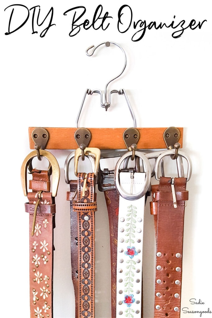 Making a Belt Organizer from a Vintage Wooden Hanger