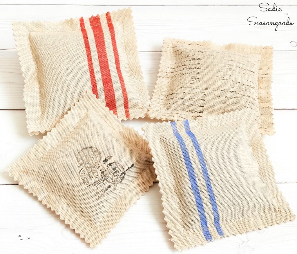 Faking the Look of Grain Sack Fabric for DIY Lavender Sachets