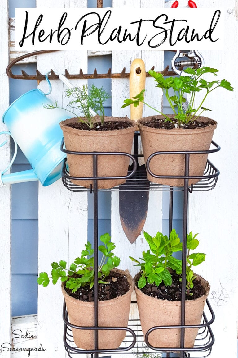 Herb Plant Stand from a Stand Up Shower Caddy