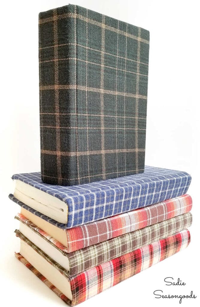 Fabric Covered Books with Flannel Shirts for Cozy Home Decor