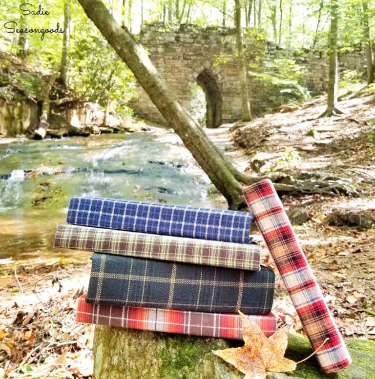 Fabric Covered Books with Flannel Shirts for Cozy Home Decor