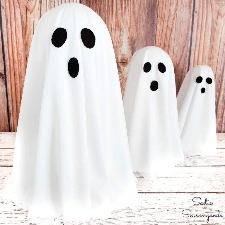 Halloween Ghost Decoration from a Wooden Cheese Board