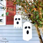Outdoor Ghost Decorations from Repurposed Ceiling Fan Blades