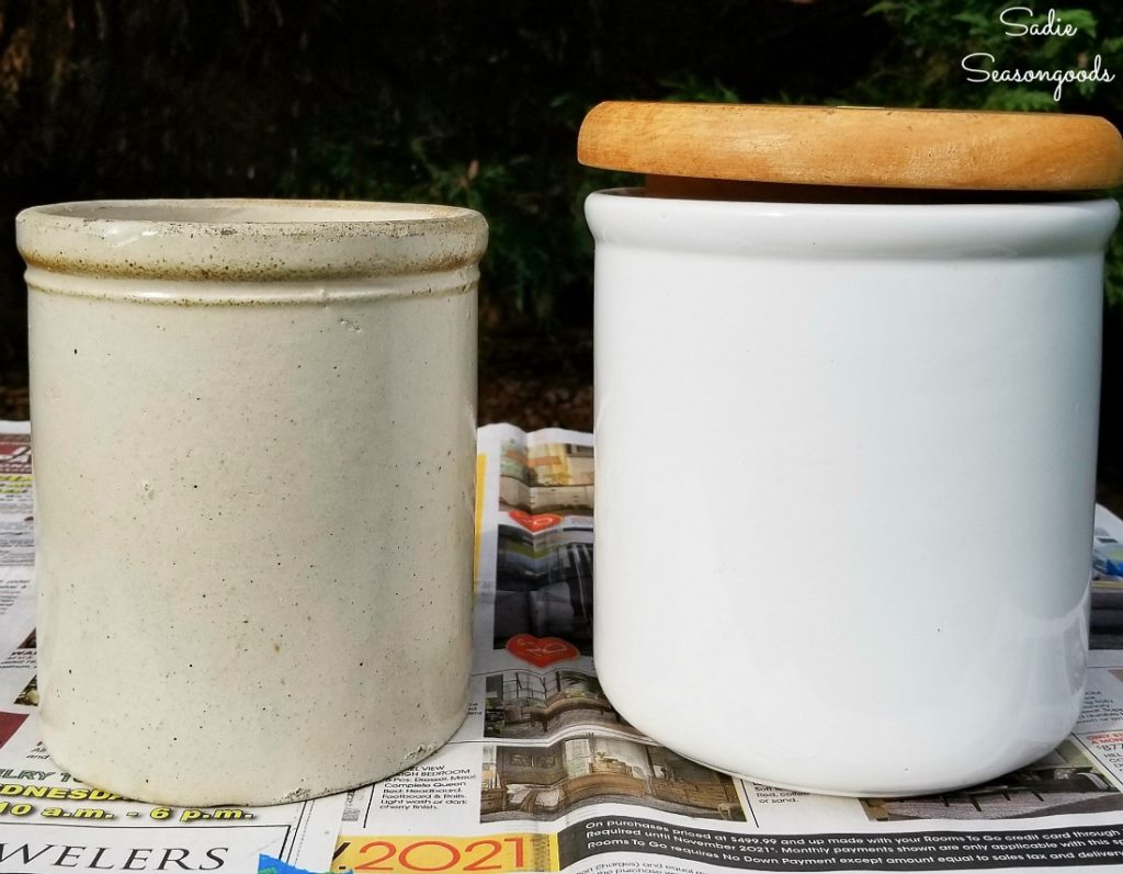 Faux Painting a Stoneware Crock for French Country Decor