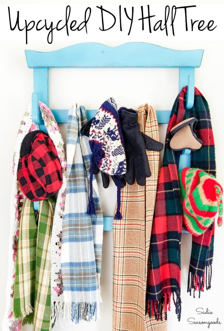 DIY Hall Tree from a Hanging Gun Rack for Entryway Storage