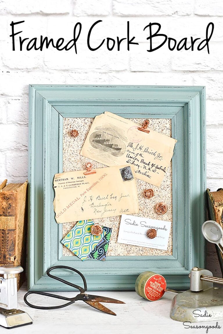 Framed Cork Board from a Picture Frame for Home Office Decor