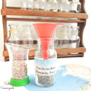 Sand Collection Display in a Vintage Spice Rack