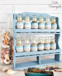 Sand Collection Display in a Vintage Spice Rack