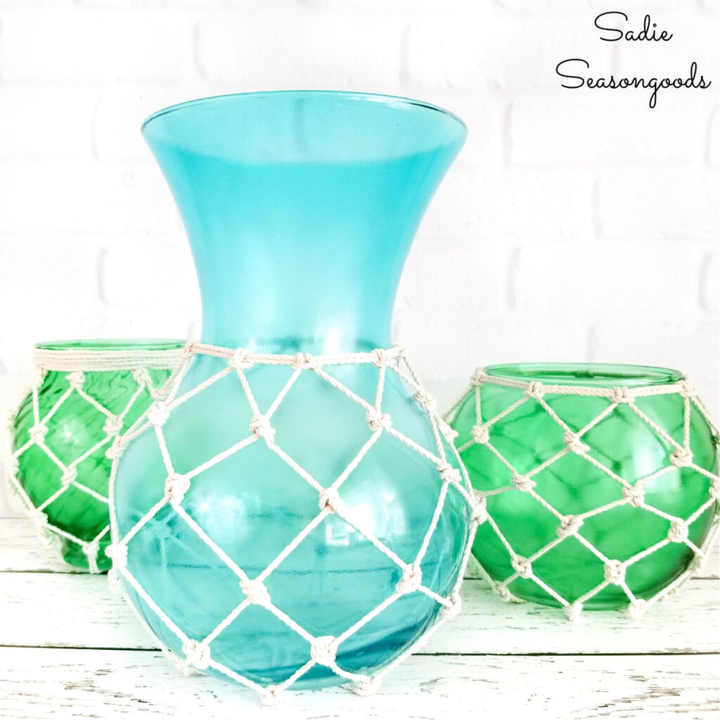 Coastal Fall Decor with Fishing Net Pumpkins