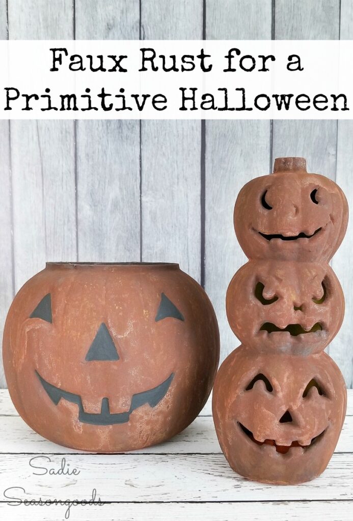 Plastic Pumpkins as Primitive Halloween Decor