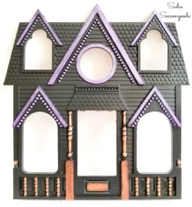 Haunted House Decor from a House Shaped Picture Frame