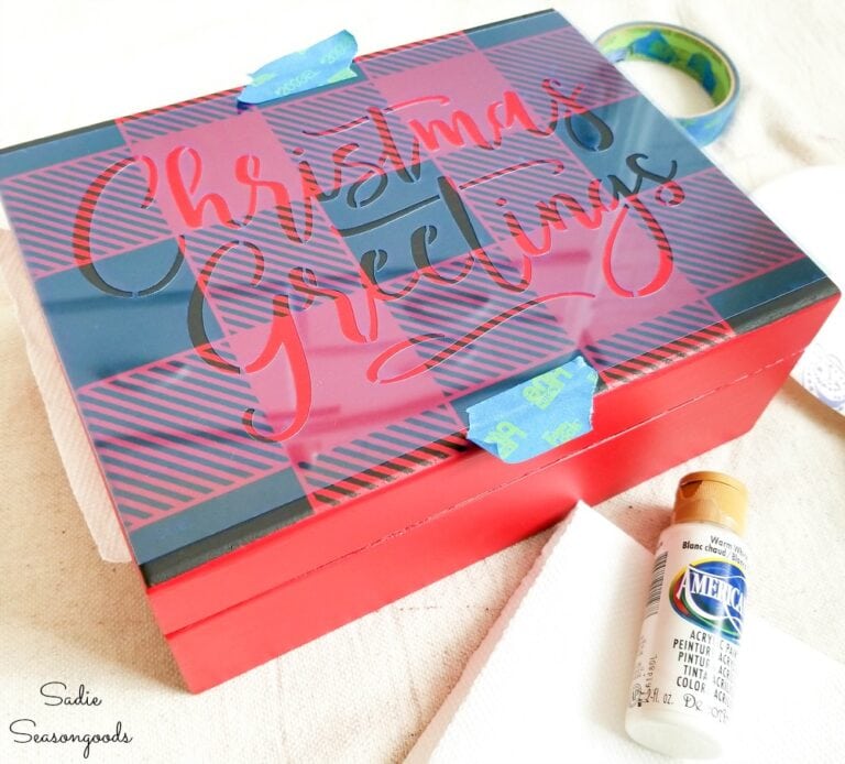 Holiday Card Holder and Buffalo Check Christmas Decor