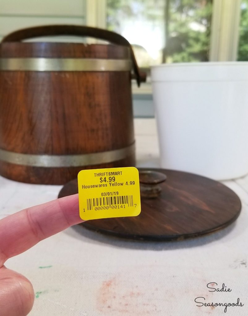 Vintage Farmhouse Decor with a Wooden Ice Bucket