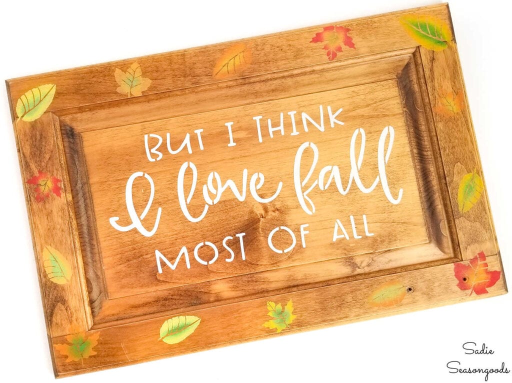 Fall Leaves Decor on an Autumn Sign