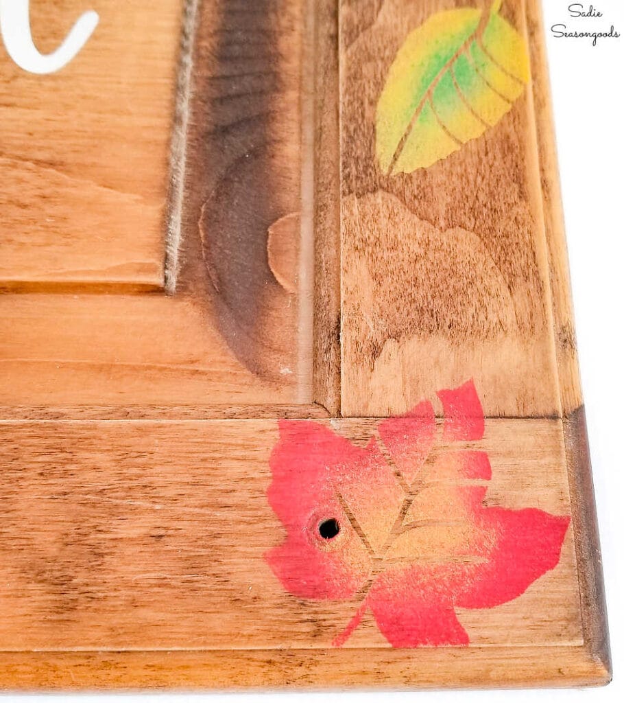 Fall Leaves Decor on an Autumn Sign