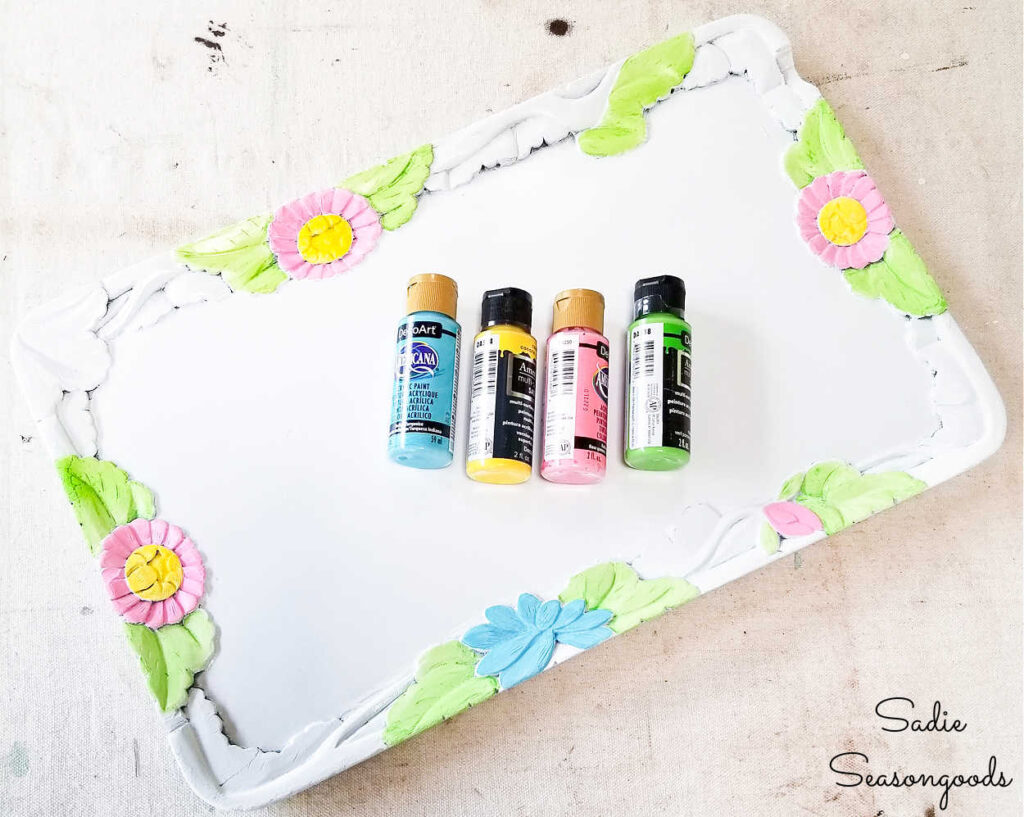 Painted Tray in Spring Pastel Colors