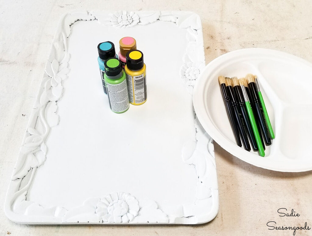 Painted Tray in Spring Pastel Colors