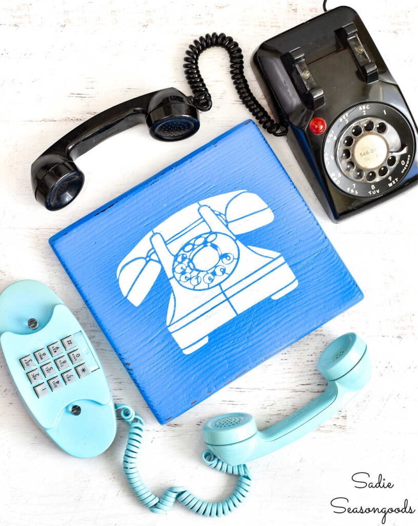 Telephone Sign on a Small Cutting Board