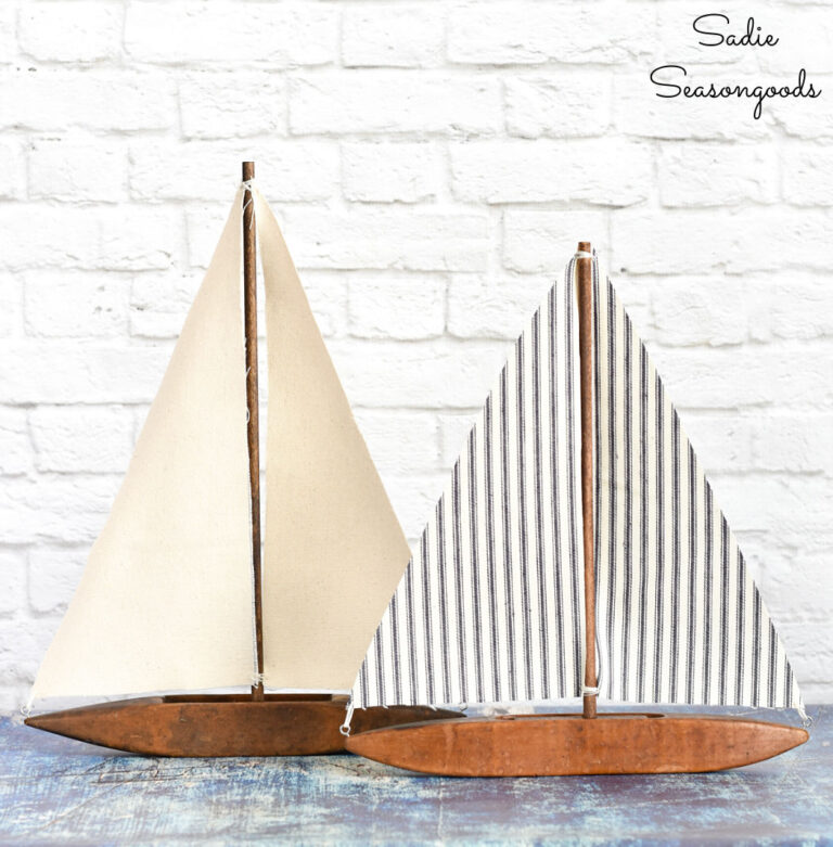 Sailboat Decor from a Weaving Shuttle for Rustic Nautical Decor