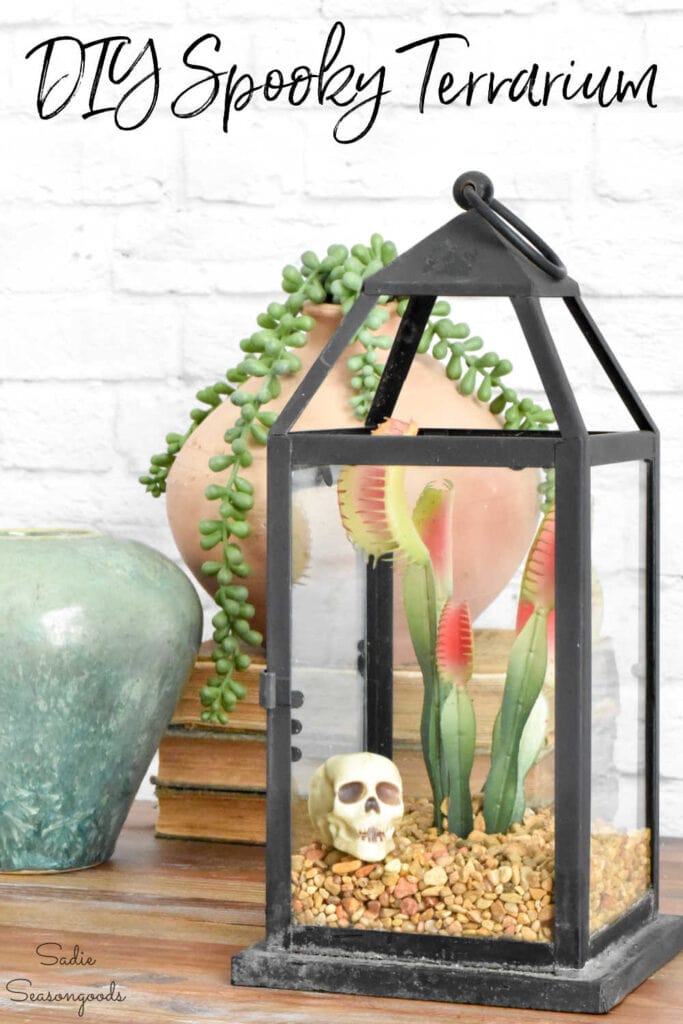 Halloween Terrarium in Candle Lanterns- "Scare-ariums", Perhaps?