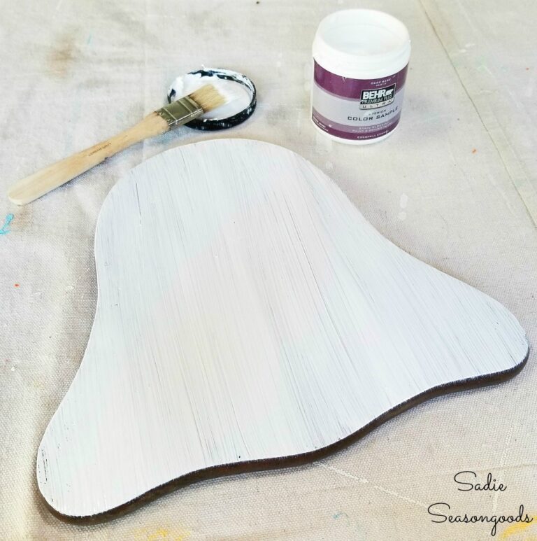 Halloween Ghost Decoration from a Wooden Cheese Board