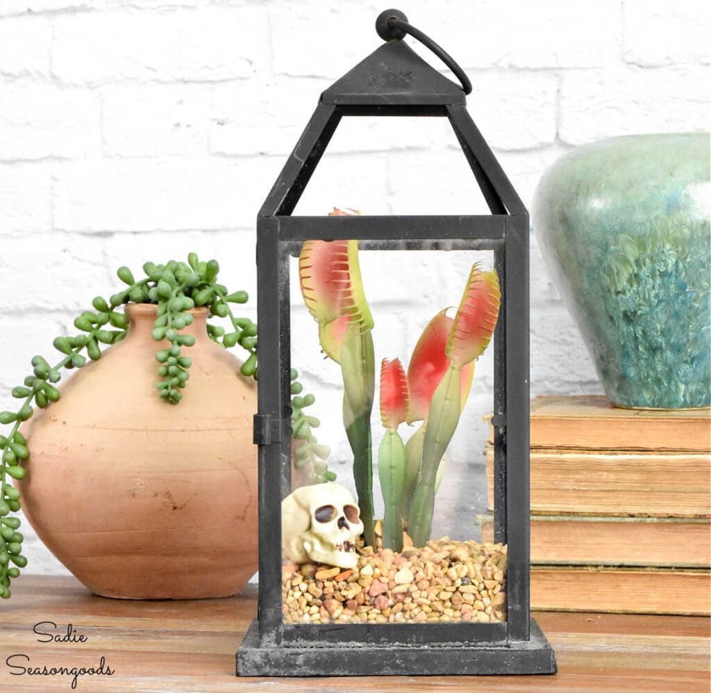 Halloween Terrarium in Candle Lanterns- "Scare-ariums", Perhaps?