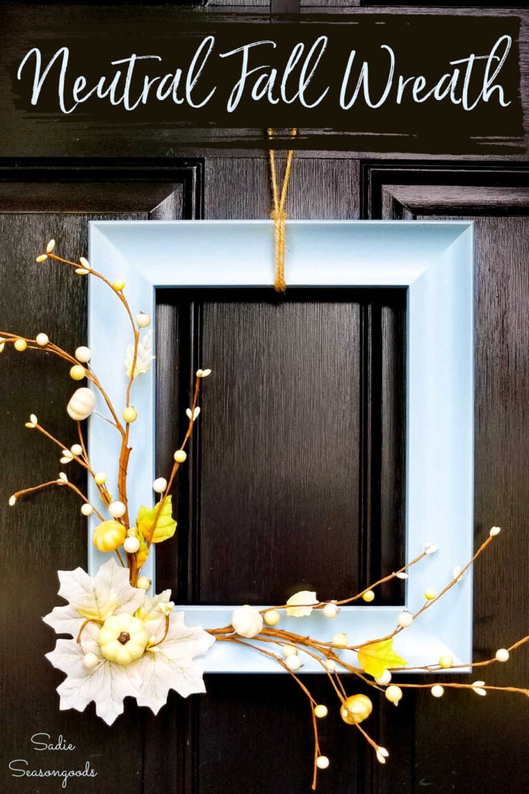 Neutral Fall Decor with a Picture Frame Wreath from Goodwill