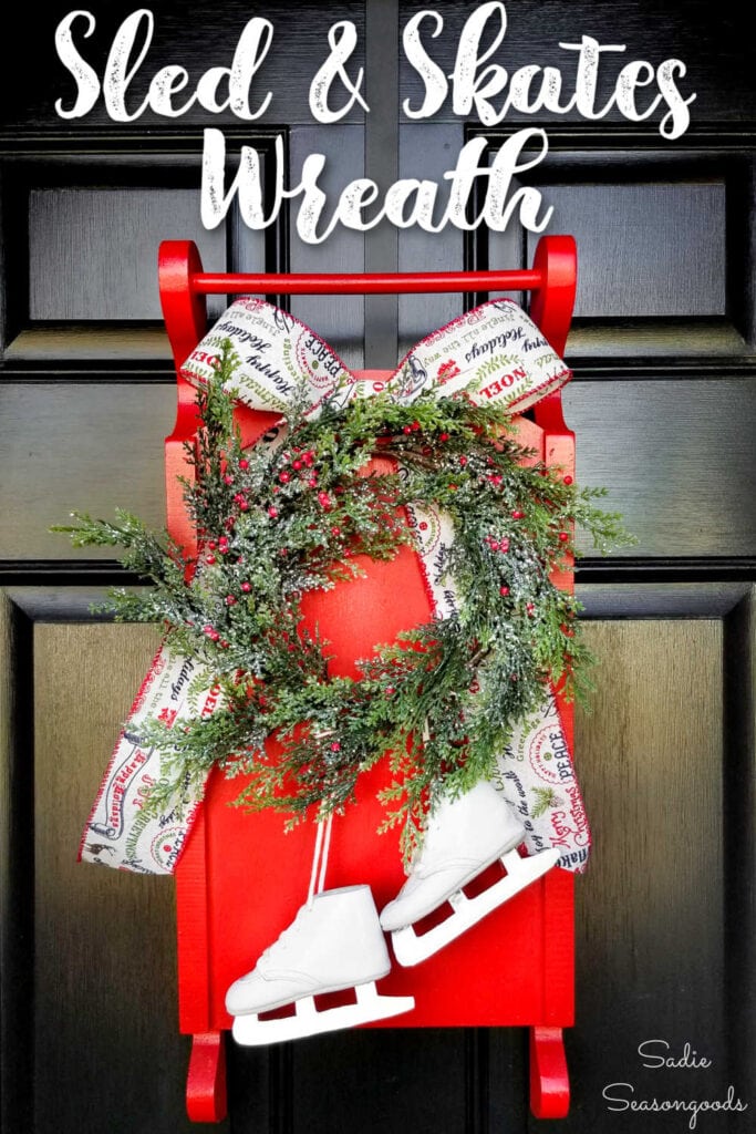 Christmas Sled Decor with Baby Ice Skates