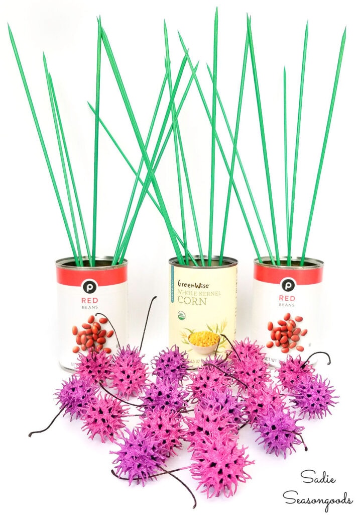 Chive Blossoms from Sweet Gum Tree Balls for a fun Nature Craft