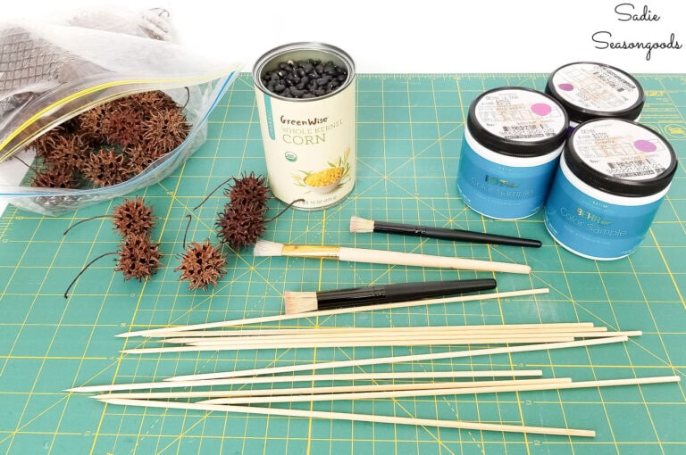 Chive Blossoms from Sweet Gum Tree Balls for a fun Nature Craft