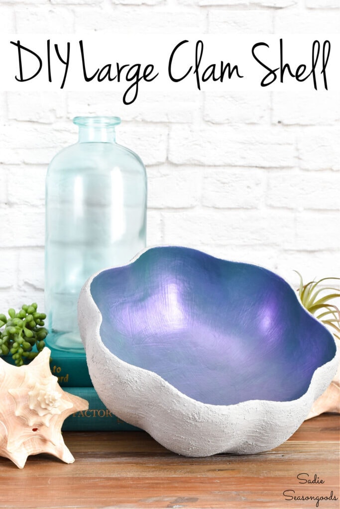 Clam Shell Bowl with Baking Soda Paint for Modern Coastal Decor