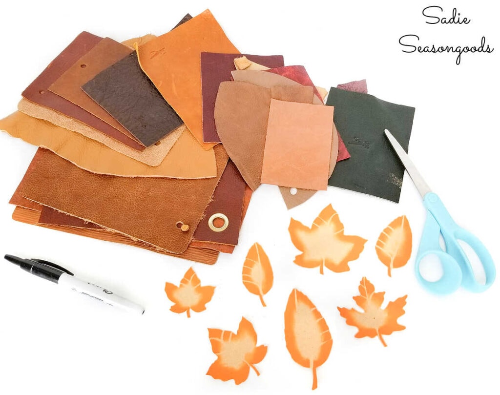 Decorating a Tote Bag with Leather Leaves for Cozy Fall Style