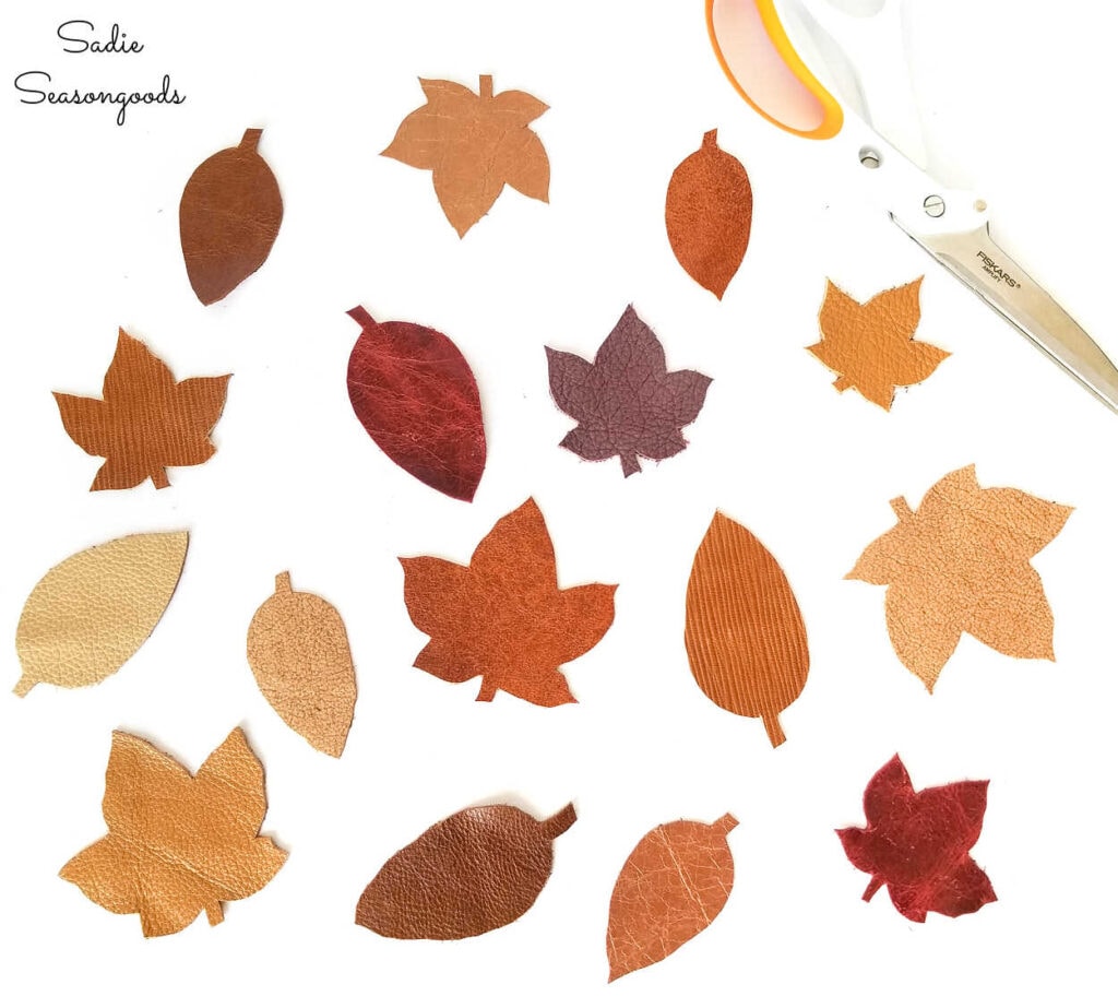 Decorating a Tote Bag with Leather Leaves for Cozy Fall Style