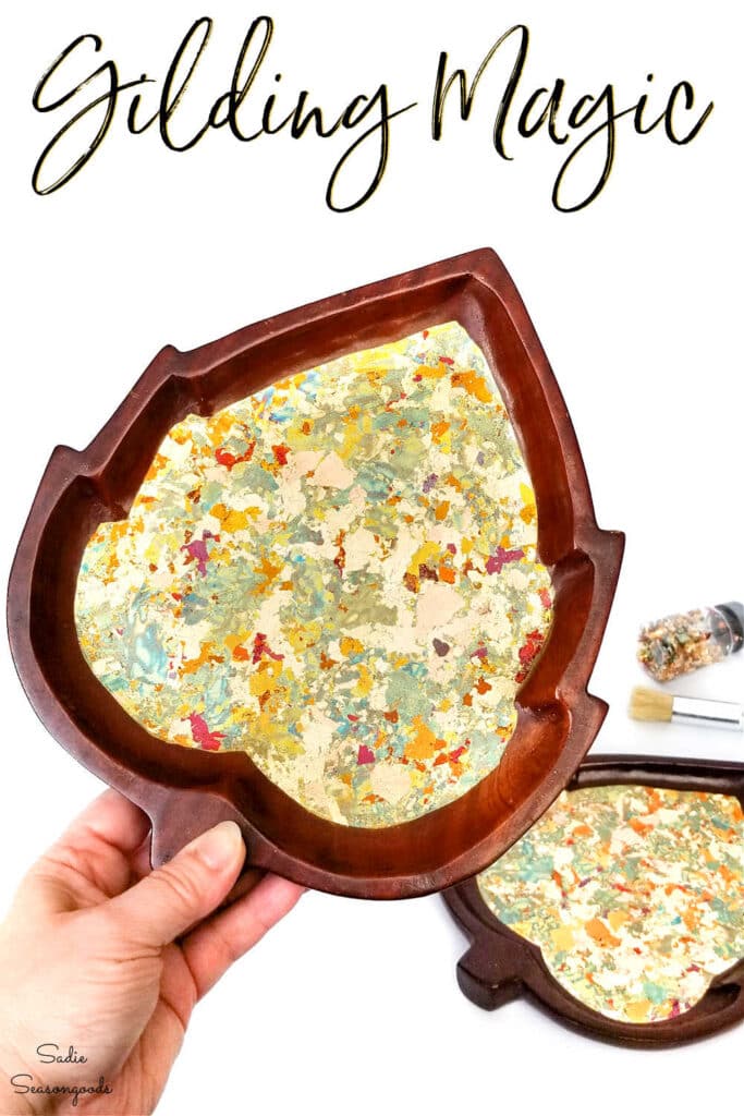 Autumn Leaf Dishes with Foil Flakes for Fall Decor