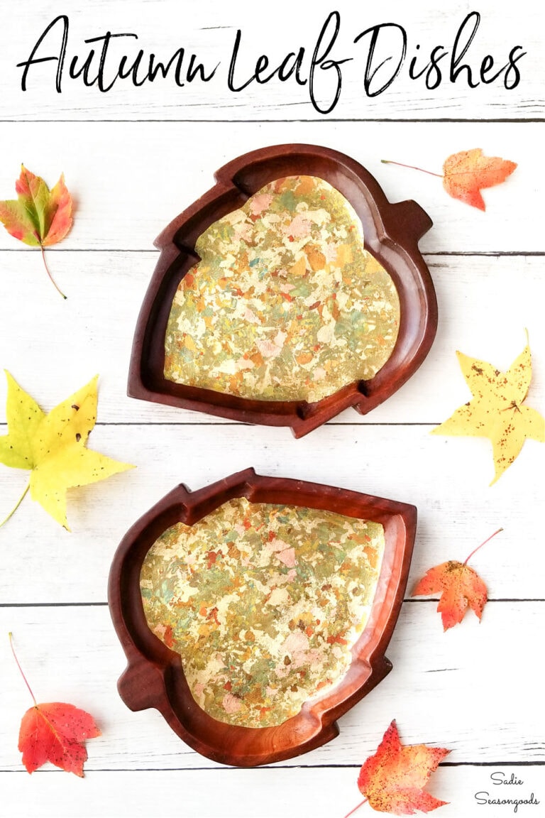 Autumn Leaf Dishes with Foil Flakes for Fall Decor