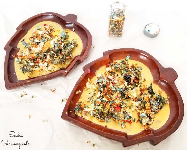 Autumn Leaf Dishes with Foil Flakes for Fall Decor